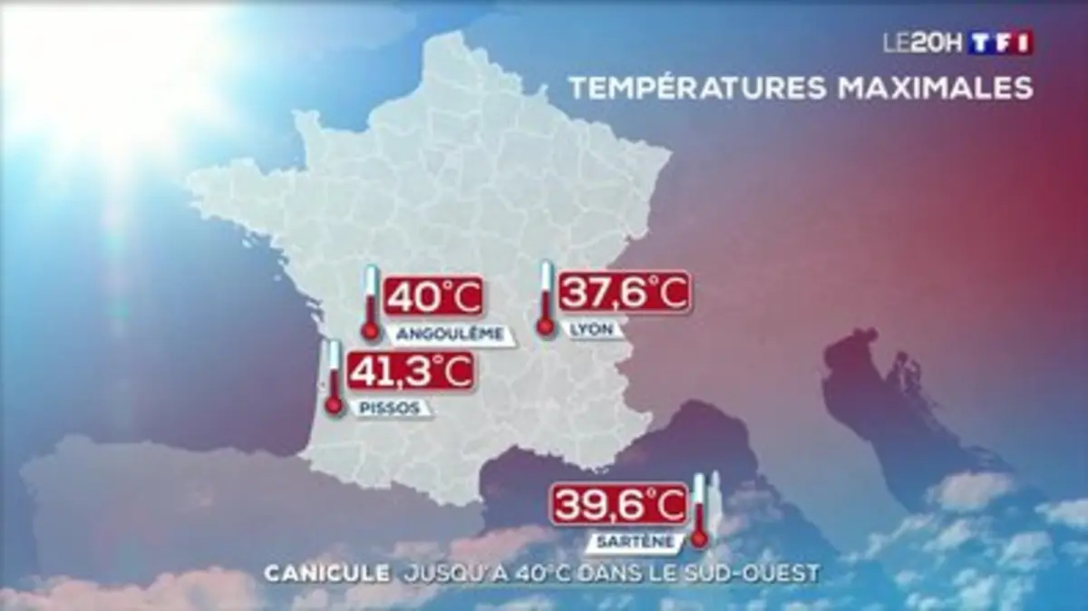 Replay Journal de TF1 du 11/08/2024 : Canicule : jusqu'à 40 °C dans le Sud-Ouest