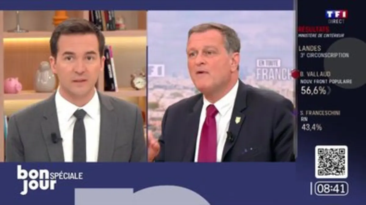 Replay Bonjour ! La Matinale TF1 du 08/07/2024 : En Toute Franchise : Louis Aliot