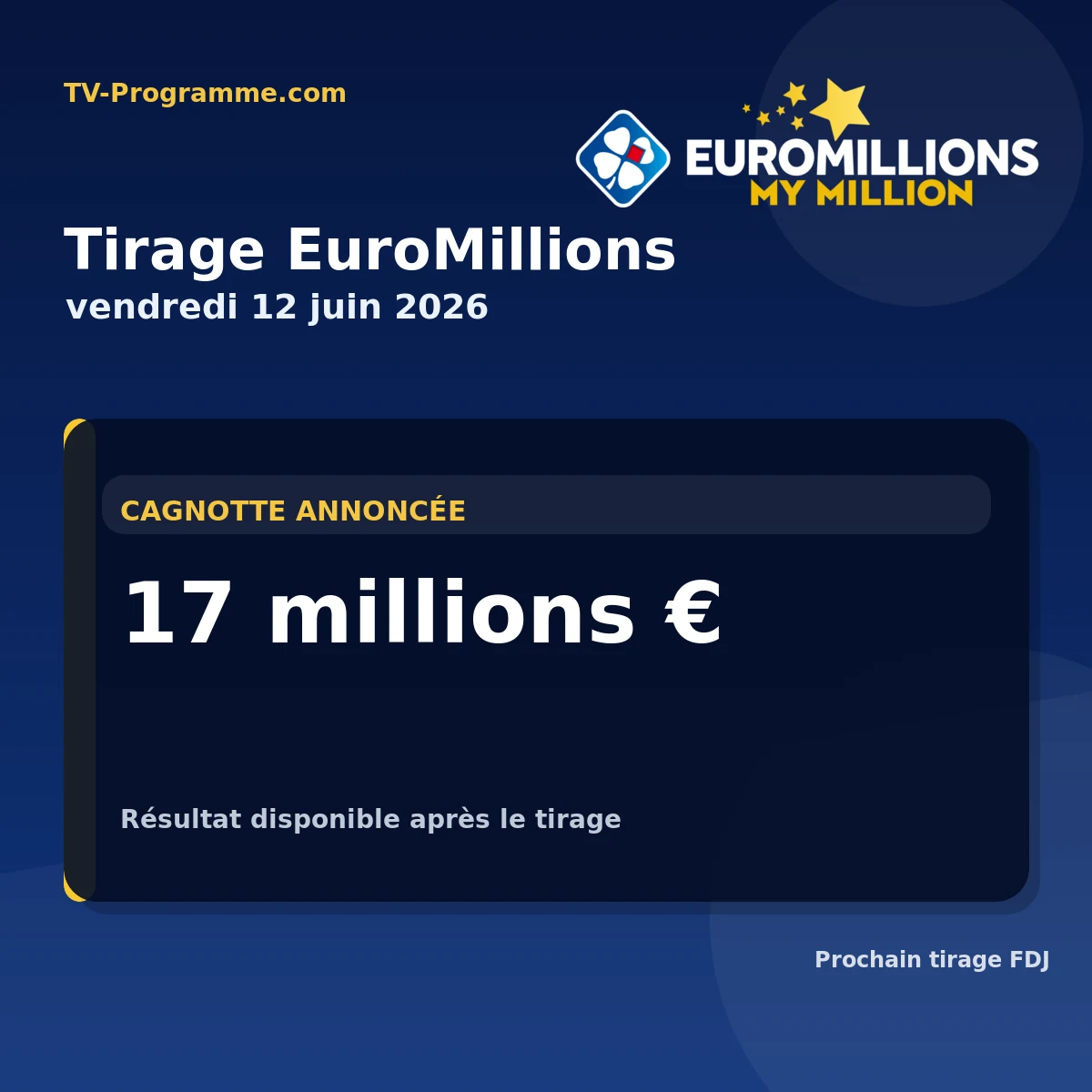Tirage EuroMillions du Vendredi 12 juin 2026 : cagnotte 17 millions